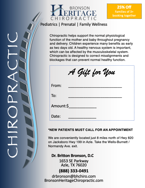 Gift Cards - Bronson Heritage Chiropractic